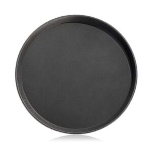 new star foodservice 24913 non-slip tray, plastic, rubber lined, round, 11-inch, black