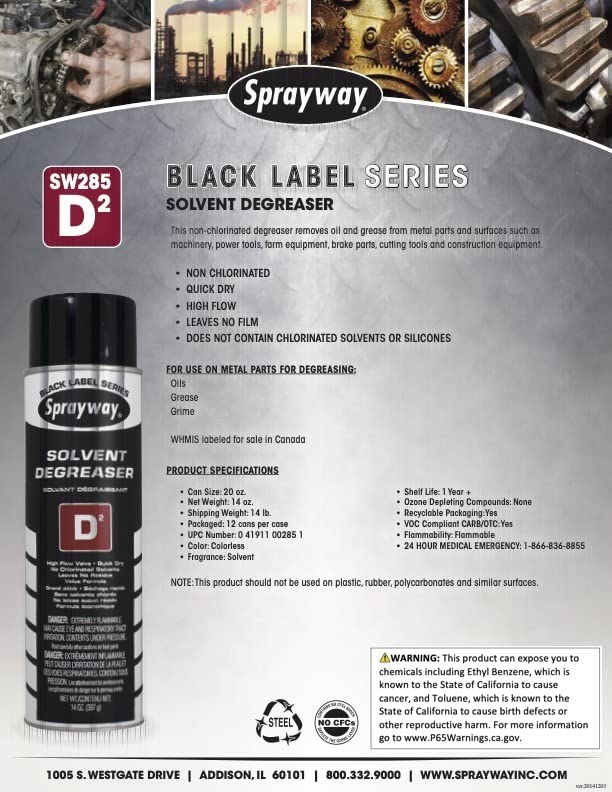 Sprayway Solvent Degreaser, Net 14 Oz.