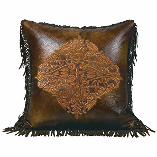 HiEnd Accents Austin Embroidered Western Faux Leather Pillow