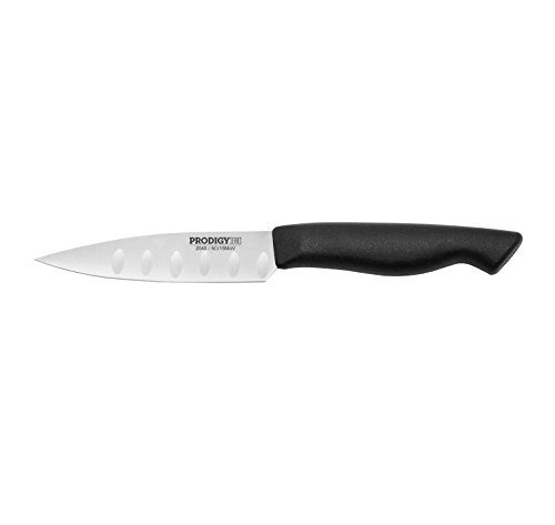 Ergo Chef Prodigy Series 4-Inch Paring Knife with Hollow Grounds on Blade - High Carbon Stainless Steel - Ergonomic Non-Slip Handle, Black