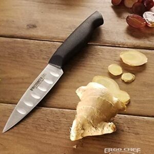 Ergo Chef Prodigy Series 4-Inch Paring Knife with Hollow Grounds on Blade - High Carbon Stainless Steel - Ergonomic Non-Slip Handle, Black