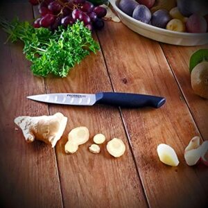 Ergo Chef Prodigy Series 4-Inch Paring Knife with Hollow Grounds on Blade - High Carbon Stainless Steel - Ergonomic Non-Slip Handle, Black