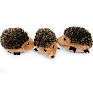 zippypaws - burrows replacement miniz hedgehogs 3-pack - plush refills for interactive dog toys for boredom - hide and seek dog toys and puppy toys, colorful squeaky dog toys for small and medium dogs