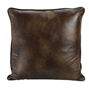 Paseo Road by HiEnd Accents | Brown Faux Leather Reversible Euro Pillow Sham, 27x27 inch, Rustic Cabin Lodge Western Euro Pillow Covers