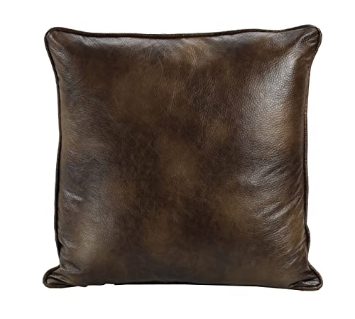 Paseo Road by HiEnd Accents | Brown Faux Leather Reversible Euro Pillow Sham, 27x27 inch, Rustic Cabin Lodge Western Euro Pillow Covers