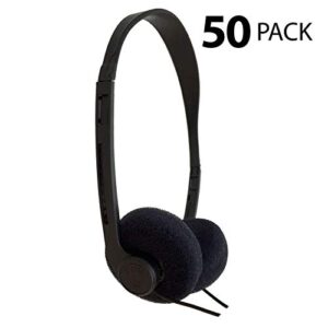 Encore ENC-06 50 Pack Budget Stereo Classroom Headphones Bulk Disposable