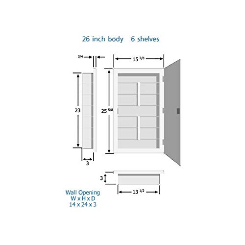 Zaca Spacecab Nunki Recessed Beveled Edge Medicine Cabinet, 16" W x 26" L