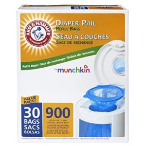 munchkin arm & hammer diaper pail snap, seal and toss refill bags, 900 count, 30 pack