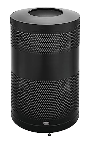 Rubbermaid Commercial Products Classic Trash Can, 51-Gallon, Stainless Steel Black, Hands-Free Indoor/Outdoor Garbage Bin for Mall/Stadium/Office/Lobby/Restaurant