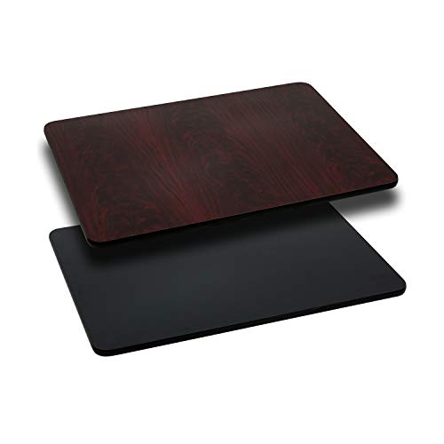 Flash Furniture Glenbrook 30'' x 42'' Rectangular Table Top with Black or Mahogany Reversible Laminate Top