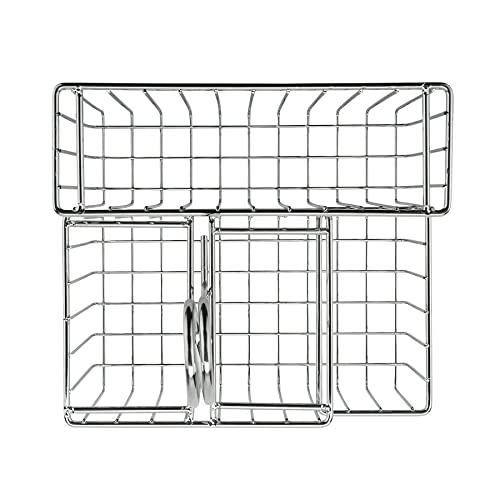 G.E.T. 4-21699 Chrome Four Compartment Condiment Caddy Metal Specialty Servingware Collection, 8" x 7" x 9" Tall, Chrome