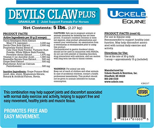 Uckele Devils Claw Plus Powder Horse Supplement - Equine Vitamin & Mineral Supplement - 5 Pound (lb)