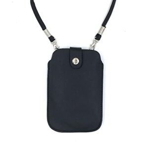 leather neck pouch for iphone (style 2) - magnetic checkered black case by tapp collections