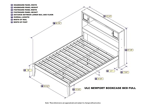 AFI Newport Full Platform Bed with Open Footboard and Turbo Charger in Espresso