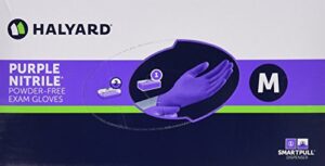 halyard 55082 purple nitrile exam gloves, medium, powder-free, case of 1,000