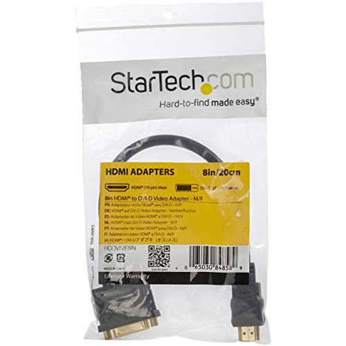 StarTech.com HDMI Male to DVI Female Adapter - 8in - 1080p DVI-D Gender Changer Cable (HDDVIMF8IN)