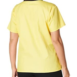 WonderWink Women's Charlie 5 Pocket Y-Neck Wrap Top, Yellow, Medium