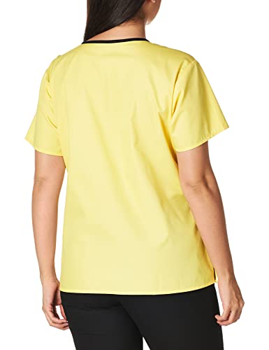 WonderWink Women's Charlie 5 Pocket Y-Neck Wrap Top, Yellow, Medium