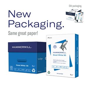 Hammermill Printer Paper, Great White 100% Recycled Paper, 8.5 x 11 - 1 Ream (500 Sheets) - 92 Bright, Made in the USA, 086790R