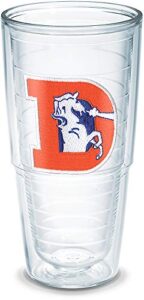 tervis made in usa double walled nfl denver broncos insulated tumbler cup keeps drinks cold & hot, 24oz - no lid, legacy