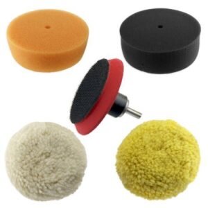 5pc ultimate 3" car buffing & polishing pad kit - turn your drill into power polisher - foam & wool pads - hook & loop backing pad with adapter