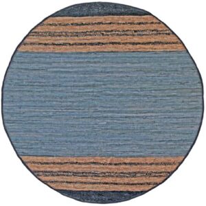 matador leather chindi round rug, gray, 6 by 6-feet