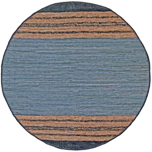 Matador Leather Chindi Round Rug, Gray, 6 by 6-Feet