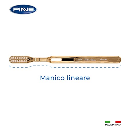 Piave Golden Plated Toothbrush Tynex Bristle Medium, Gold