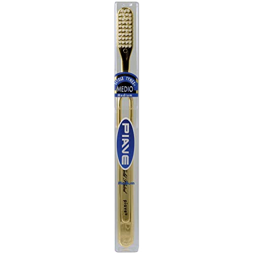 Piave Golden Plated Toothbrush Tynex Bristle Medium, Gold