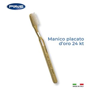 Piave Golden Plated Toothbrush Tynex Bristle Medium, Gold