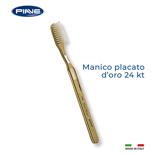 Piave Golden Plated Toothbrush Tynex Bristle Medium, Gold