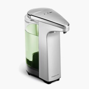 simplehuman 8 oz. touch-free sensor liquid soap pump dispenser with soap sample, brushed nickel