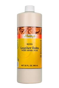 fiebing's leather balm with atom wax 32oz - wax top finish for leather