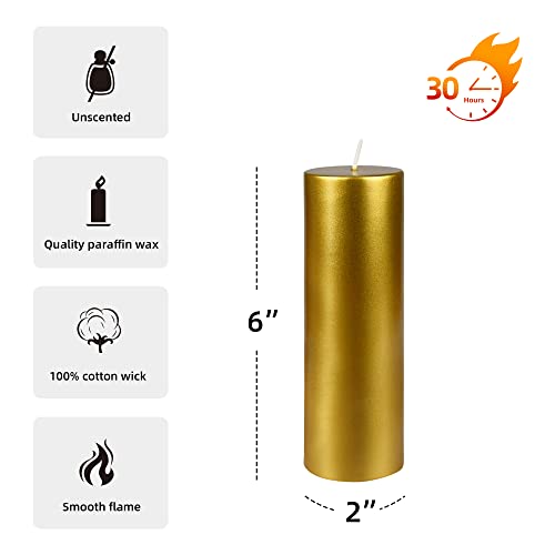 Zest Candle Pillar Candle, 2 by 6-Inch, Metallic Bronze Gold