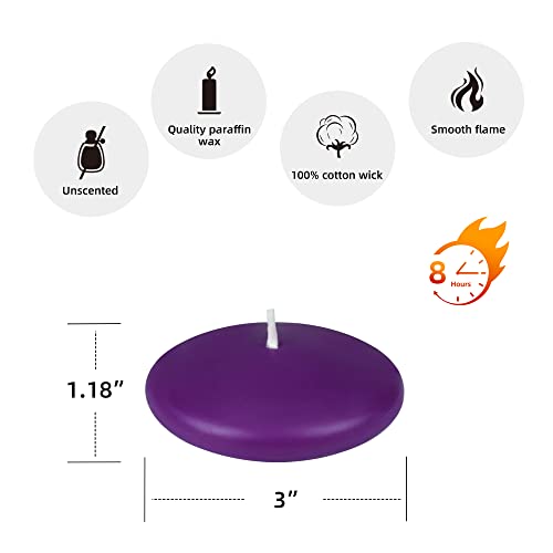 Zest Candle 12-Piece Floating Candles, 3-Inch, Purple