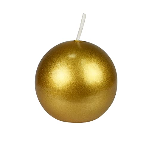 Zest Candle 6-Piece Ball Candles, 3-Inch, Metallic Gold