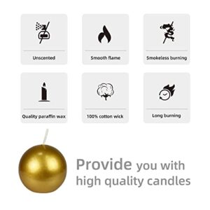 Zest Candle 6-Piece Ball Candles, 3-Inch, Metallic Gold