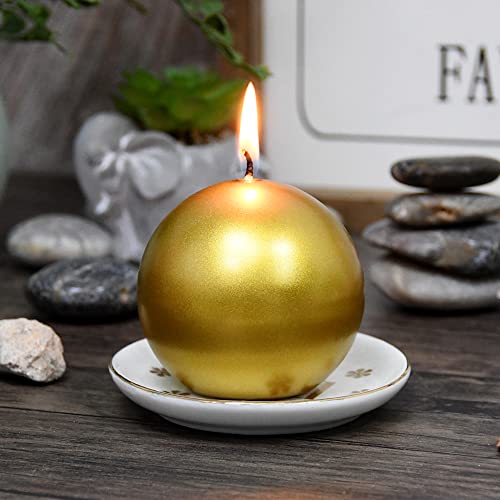 Zest Candle 6-Piece Ball Candles, 3-Inch, Metallic Gold