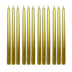 Zest Candle Inch, Metallic Bronze Gold 12-Piece Taper Candles, 12 inch, Count