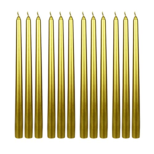 Zest Candle Inch, Metallic Bronze Gold 12-Piece Taper Candles, 12 inch, Count