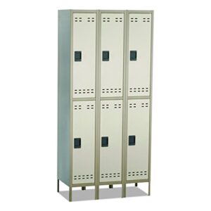 safco products double tier locker,3 column, tan