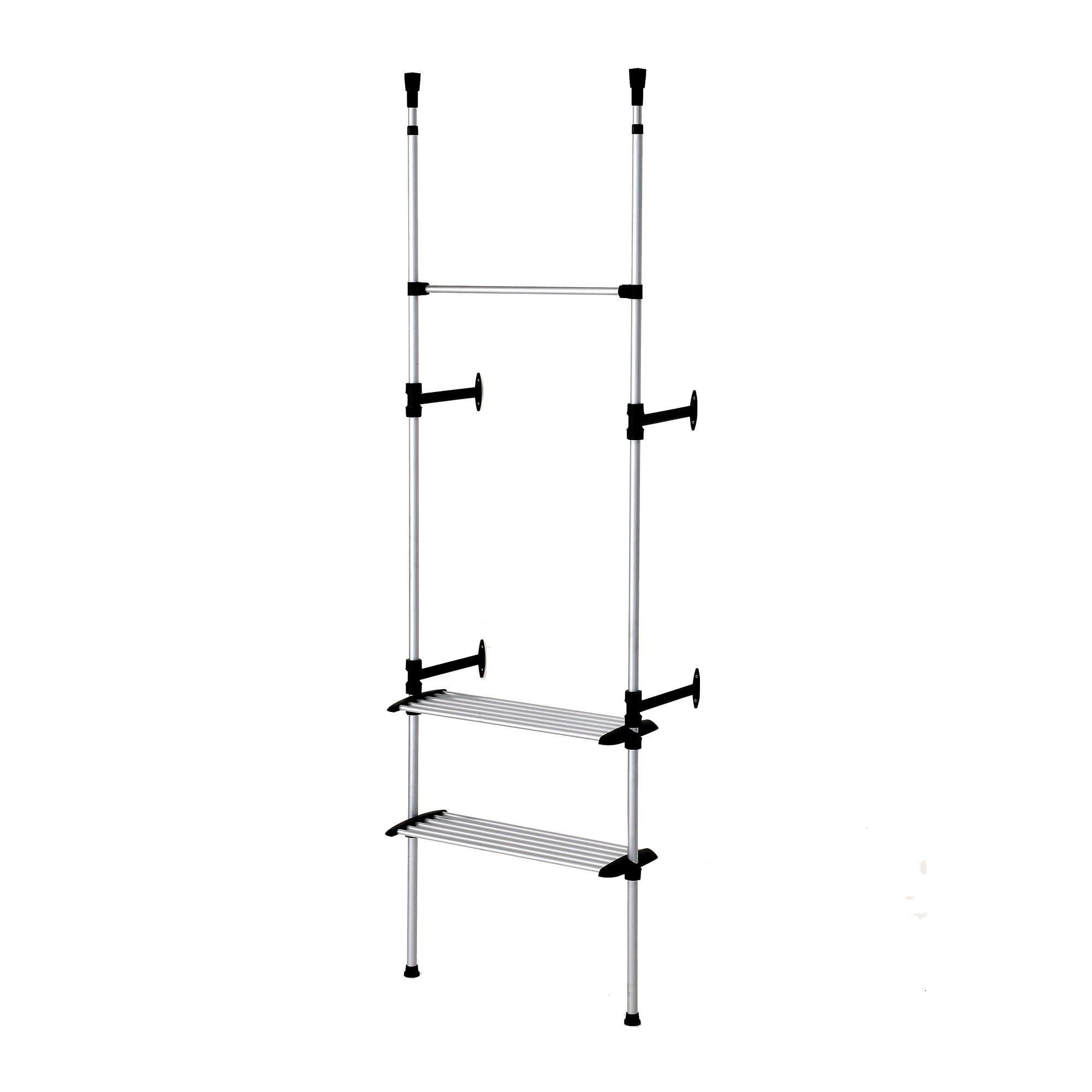 ORE International NS-1115-60 2-Tier Telescopic Clothes Rack, Silver