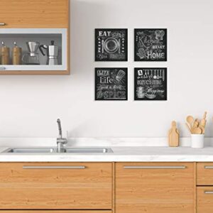 Beautiful, Fun, Chalkboard-Style Kitchen Signs; Messy Kitchen, Heart of The Home, Spice of Life, and Cook Much; Four 12x12in Paper Posters (Printed on Paper and Made to Look Like Chalkboard)