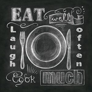 Beautiful, Fun, Chalkboard-Style Kitchen Signs; Messy Kitchen, Heart of The Home, Spice of Life, and Cook Much; Four 12x12in Paper Posters (Printed on Paper and Made to Look Like Chalkboard)