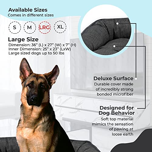 Bowsers Crescent Bed for Dogs - Reversible Dog Bed with Tufted Cushion and Open Front - Hypoallergenic Dog Bed Lounger with High Memory Polyester Fiber and Upholstery Grade Fabric - Storm, Large Size