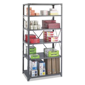 safco 6270 commercial steel shelving unit, six-shelf, 36w x 24d x 75h, dark gray