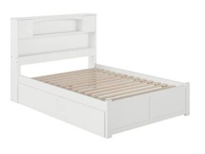 afi newport full platform bed with flat panel footboard and turbo charger with urban bed drawers in white