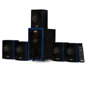 acoustic audio aa5102 bluetooth powered 5.1 speaker system home theater surround, black (aa5102)