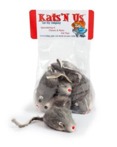 real rabbit fur mouse cat toy - 5 pak