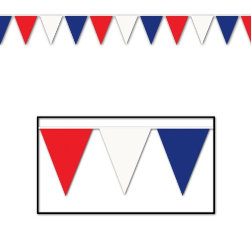 Beistle Red Blue White Outdoor Pennant Banner, 17 by 30-Feet